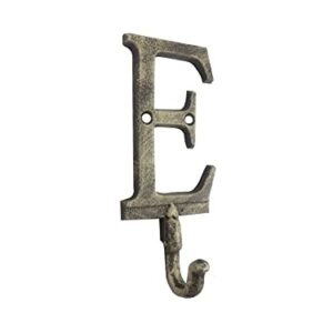 Handcrafted Nautical Decor Rustic Gold Cast Iron Letter E Alphabet Wall Hook 6"