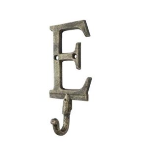 Handcrafted Nautical Decor Rustic Gold Cast Iron Letter E Alphabet Wall Hook 6"