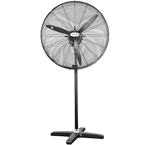 KAPAS Industrial Pedestal Fans, Commercial Oscillating Fan Made by Heavy Duty Metal Structure and Blade, Adjust Height, 3- Speed Control Suitable to Warehouse, Shop, Garage, and Workspace. (30'')