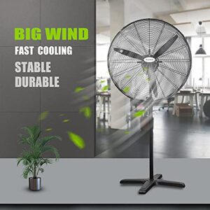 KAPAS Industrial Pedestal Fans, Commercial Oscillating Fan Made by Heavy Duty Metal Structure and Blade, Adjust Height, 3- Speed Control Suitable to Warehouse, Shop, Garage, and Workspace. (30'')