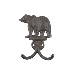 Handcrafted Nautical Decor Cast Iron Black Bear Decorative Metal Wall Hooks 5.5"