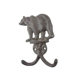 Handcrafted Nautical Decor Cast Iron Black Bear Decorative Metal Wall Hooks 5.5"