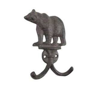 Handcrafted Nautical Decor Cast Iron Black Bear Decorative Metal Wall Hooks 5.5"