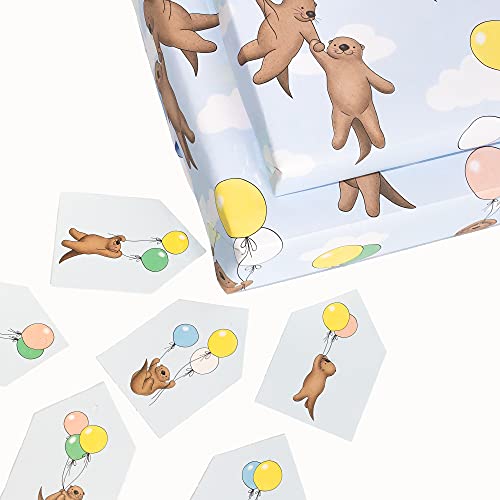 CENTRAL 23 - Cute Wrapping Paper for Her - 6 Sheets of Gift Wrap - Cute Otters Birthday Wrap - For Wife Husband - Colourful Wrapping Paper - Balloons - Recyclable