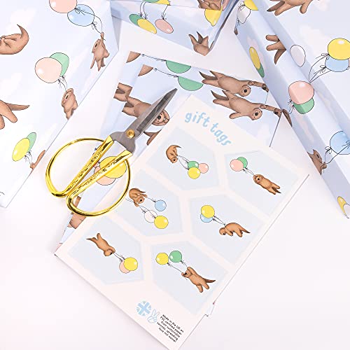 CENTRAL 23 - Cute Wrapping Paper for Her - 6 Sheets of Gift Wrap - Cute Otters Birthday Wrap - For Wife Husband - Colourful Wrapping Paper - Balloons - Recyclable