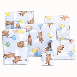 CENTRAL 23 - Cute Wrapping Paper for Her - 6 Sheets of Gift Wrap - Cute Otters Birthday Wrap - For Wife Husband - Colourful Wrapping Paper - Balloons - Recyclable