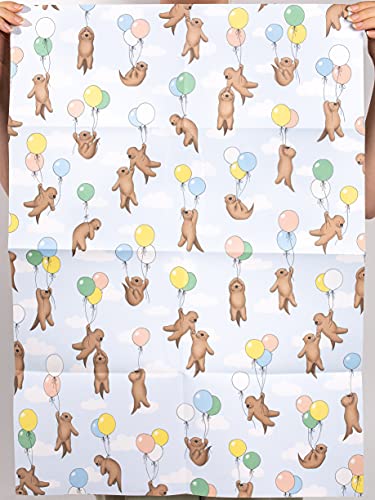 CENTRAL 23 - Cute Wrapping Paper for Her - 6 Sheets of Gift Wrap - Cute Otters Birthday Wrap - For Wife Husband - Colourful Wrapping Paper - Balloons - Recyclable