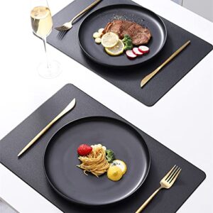 ZENFUN Set of 4 Porcelain Dinner Plates, 10 Inch Matte Ceramic Dish Steak Plates, Elegant Large Round Serving Plates for Salad, Pasta, Pizza, Dishwasher & Microwave Safe, Black