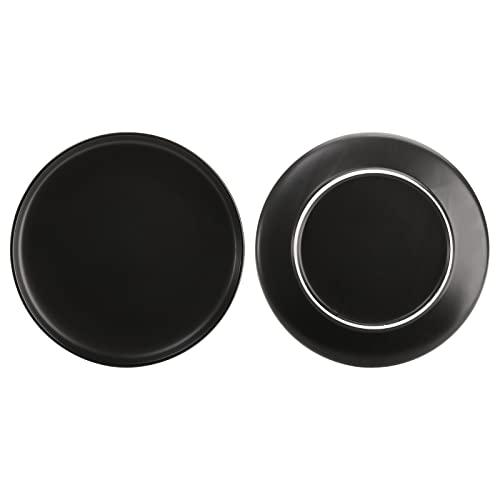 ZENFUN Set of 4 Porcelain Dinner Plates, 10 Inch Matte Ceramic Dish Steak Plates, Elegant Large Round Serving Plates for Salad, Pasta, Pizza, Dishwasher & Microwave Safe, Black