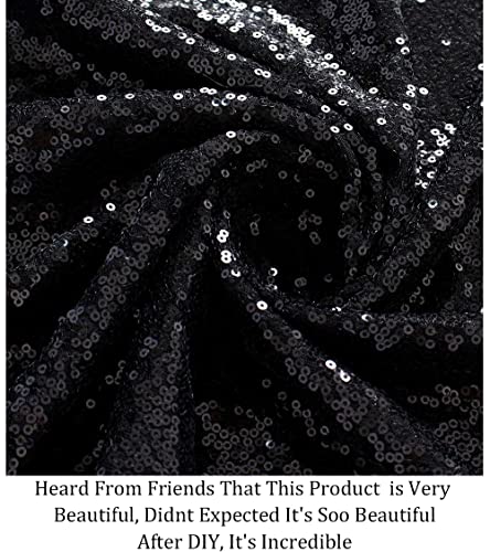 Sequin Fabric by The Yard 2 Yard Sparkly Fabric Mesh Sequins Fabric for Sewing Dress and Making Wedding Party Tablecloth Table Runner Decorations (2 Yard, Black)