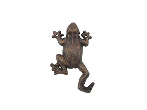 Handcrafted Nautical Decor Rustic Copper Cast Iron Frog Hook 6"