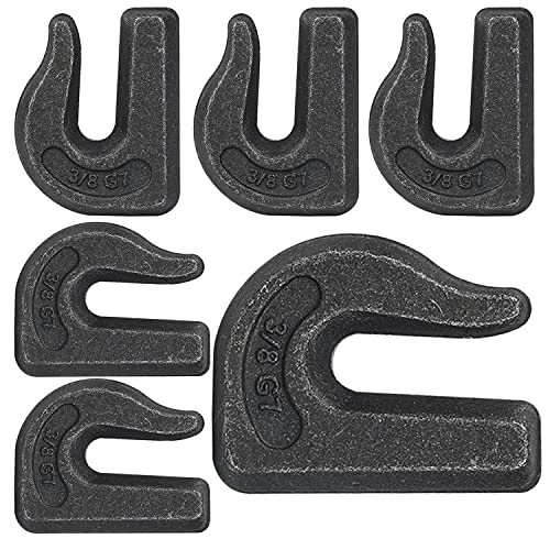 Eyluck 6 Pack 3/8" Weld On Grab Hook, Heavy Duty G70 Forged Grab Chain Hooks Great for Chain Pulling and Lifting,Utility Hook Weldable for Car, Truck, SUV, RV, UTV, Tractors Loader Bucket, Rigging