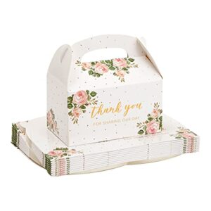 sparkle and bash 24 pack floral thank you treat boxes for wedding reception favors, baby shower, birthday party (6.25 x 3.5 in)