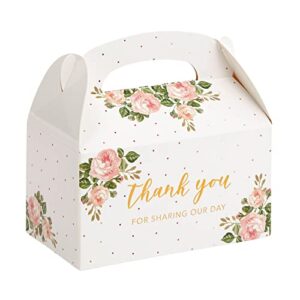 Sparkle and Bash 24 Pack Floral Thank You Treat Boxes for Wedding Reception Favors, Baby Shower, Birthday Party (6.25 x 3.5 In)