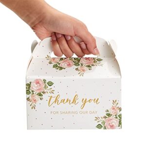 Sparkle and Bash 24 Pack Floral Thank You Treat Boxes for Wedding Reception Favors, Baby Shower, Birthday Party (6.25 x 3.5 In)