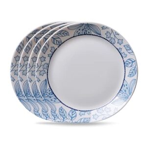 corelle everyday expressions 4-pc dining plates set, service for 4, durable and eco-friendly 10-1/2-inch , higher rim glass dinner plate , microwave and dishwasher safe, rutherford