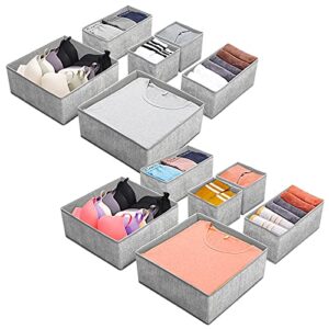 hinotori clothing drawer organizers 12 pack – foldable storage bin drawer dividers for clothes, underwear, socks, bras – collapsible fabric organizer for closet, shelves, dresser, bedroom