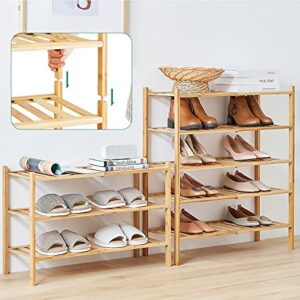 viewcare 3-Tier Free Standing Shoe Racks, Stackable | Beautiful | Natural | Functional | Sturdy, Bamboo Shoe Rack for Entryway Hallway Closet