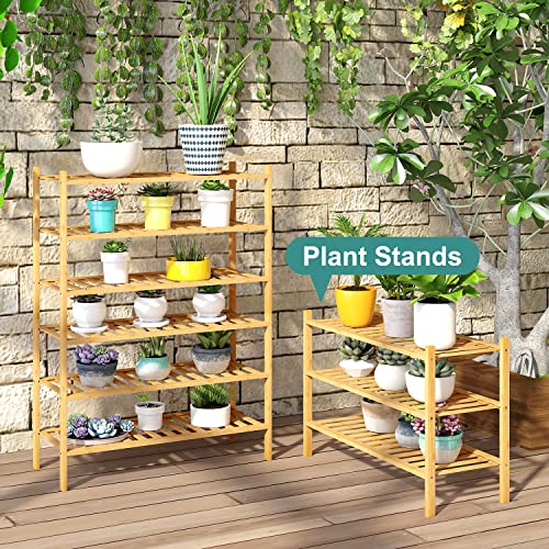 viewcare 3-Tier Free Standing Shoe Racks, Stackable | Beautiful | Natural | Functional | Sturdy, Bamboo Shoe Rack for Entryway Hallway Closet