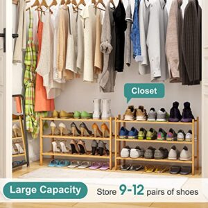 viewcare 3-Tier Free Standing Shoe Racks, Stackable | Beautiful | Natural | Functional | Sturdy, Bamboo Shoe Rack for Entryway Hallway Closet