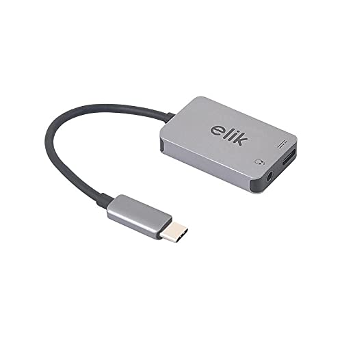 Type-C to HI-RES 3.5MM Audio with PD Charging Adapter (Gray), DAC Supports 44.1/48/96/192kHz/384kHz Sample Rate, 16/24/32-bit,Support PD Charging with Power up to 60W (20V/3A)