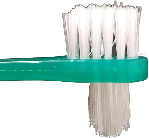 Vakly Denture Brush [Pack of 10] Individually Bagged Denture Brushes with Hard Firm Flat Bristled Heads for Cleaning Dentures, Retainers, False Teeth, Clear Braces, and Mouth Guards