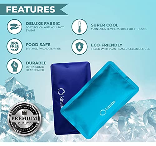 kinsho Bento Box Lunch Boxes and Matching Ice Packs (Blue)