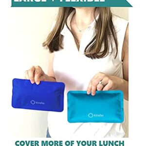 kinsho Bento Box Lunch Boxes and Matching Ice Packs (Blue)