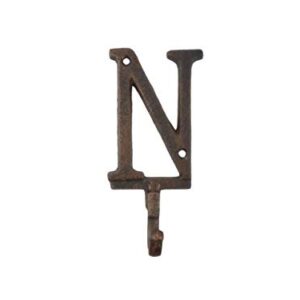 Handcrafted Nautical Decor Rustic Copper Cast Iron Letter N Alphabet Wall Hook 6"