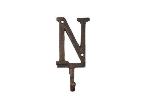 Handcrafted Nautical Decor Rustic Copper Cast Iron Letter N Alphabet Wall Hook 6"