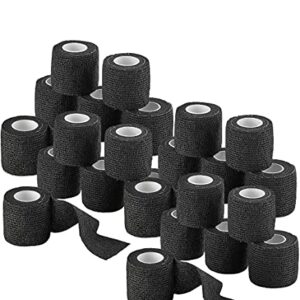 Vet Wrap - (Pack of 24-2 inch x 5 Yard Rolls) Self Adherent Wrap Cohesive Compression Bandage and Medical Gauze Bandage Roll Tape for Dogs, Cats, Horses, Black