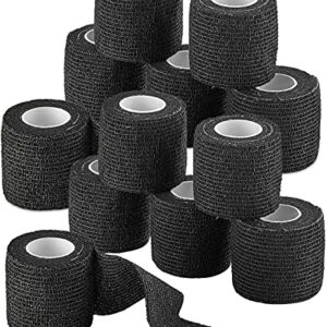 Vet Wrap - (Pack of 24-2 inch x 5 Yard Rolls) Self Adherent Wrap Cohesive Compression Bandage and Medical Gauze Bandage Roll Tape for Dogs, Cats, Horses, Black