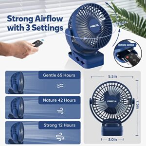 Clip on Fan 65 Hours Portable Desk Fan Rechargeable with LED Lights & Hooks 12000 Capacity Battery Operated Fan with Clips Small Desk Fan Mini Fans for Tents Travel Outdoor Camping Golf Cart Stroller