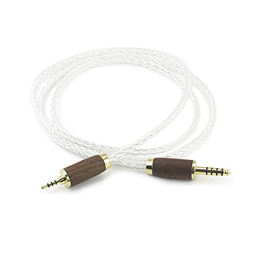 NewFantasia 2.5mm Balanced Male to 4.4mm Balanced Male Headphone Audio Adapter Cable 8 Cores 6N OCC Copper Single Crystal Silver Plated Wire Walnut Wood Shell 2.5mm to 4.4mm Male 4.9ft