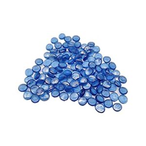 ZRTNY Blue Flat Bead Glass Beads Vase Fillers Fish Tank Aquarium Pebbles Decoration Gem Flat Beads Filled Marbles Bulk (1LB)