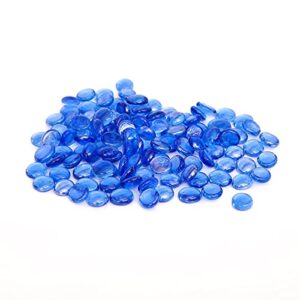 ZRTNY Blue Flat Bead Glass Beads Vase Fillers Fish Tank Aquarium Pebbles Decoration Gem Flat Beads Filled Marbles Bulk (1LB)