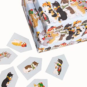 CENTRAL 23 Fun Christmas Cats Wrapping Paper - 6 Sheets of Gift Wrap - For Cat Owners - For Men Women - Seasonal - Recyclable