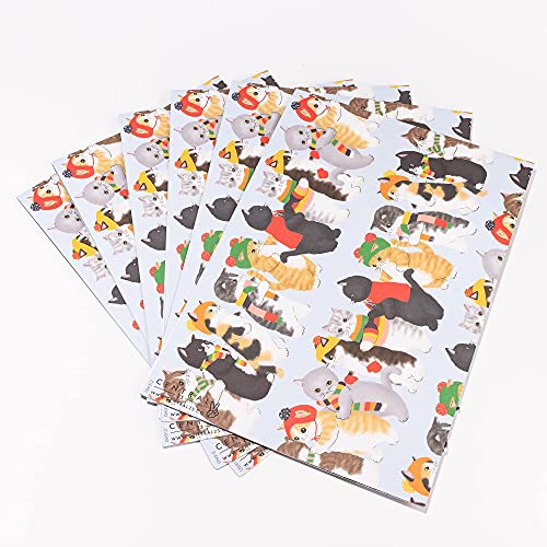 CENTRAL 23 Fun Christmas Cats Wrapping Paper - 6 Sheets of Gift Wrap - For Cat Owners - For Men Women - Seasonal - Recyclable