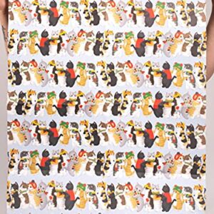 CENTRAL 23 Fun Christmas Cats Wrapping Paper - 6 Sheets of Gift Wrap - For Cat Owners - For Men Women - Seasonal - Recyclable