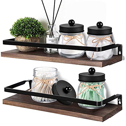 Farmhouse Rustic Decorative Mason Jars, Bathroom Vanity Storage Organizer Canisters,Cute Glass Apothecary Jars with Stainless Steel Lid for Cotton Swabs,Rounds,Balls,Floss Picks,4 Pack (Clear/Black)