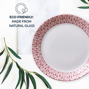 Corelle Everyday Expressions 12-Pc Dinnerware Set, Service for 4, Durable and Eco-Friendly, Higher Rim Glass Plate & Bowl Set, Microwave and Dishwasher Safe, Graphic Stitch