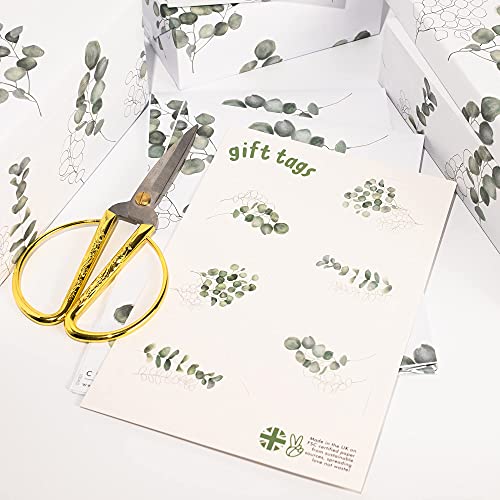 CENTRAL 23 Pretty Wrapping Paper (x6) Sheets - Gift Wrap for Her - For Men Women - Eucalyptus Plants - Green White - Recyclable