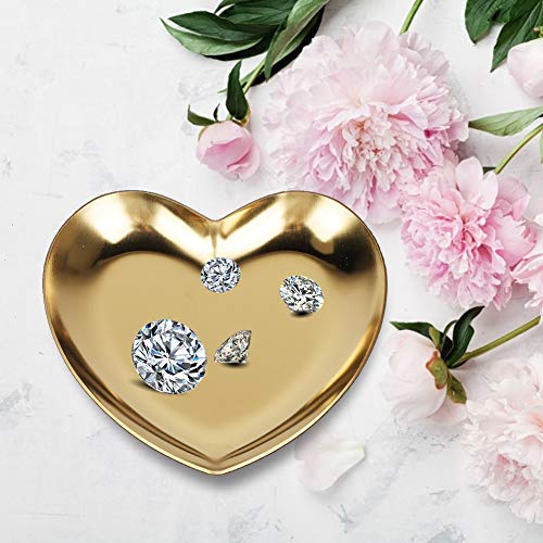 Raguso Stainless Steel Jewelry Display Tray Heart-Shaped Trinket Pallet Fruit Tray for Home Kitchen(Gold)