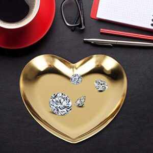 Raguso Stainless Steel Jewelry Display Tray Heart-Shaped Trinket Pallet Fruit Tray for Home Kitchen(Gold)