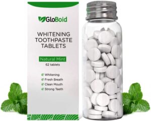 globoid nano hydroxyapatite toothpaste tablets, zero waste toothpaste bits, eco friendly & plastic free toothpaste tabs, toothpaste bites perfect for travel - 1 month supply - mint