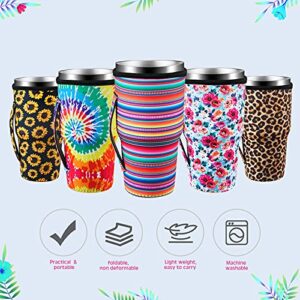 24 Pieces Iced Coffee Cup Sleeves Reusable Iced Coffee Cup Cover Neoprene Insulated Cup Sleeves Drinks Sleeve Holder for 30-32 oz Iced Coffee Cup Cold Hot Beverages Drinks, 24 Styles