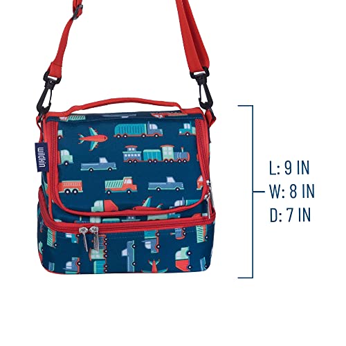 Wildkin Two Compartment Insulated Lunch Bag for Boys & Girls, Measures 9 x 8 x 7 Inches Lunch Box Bag for Kids, Ideal for Packing Hot or Cold Snacks for School and Travel (Transportation)