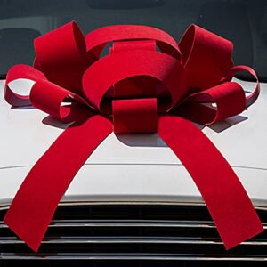 giant red velvet 30 inch magnetic car bow