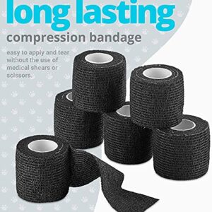 Vet Wrap - (Pack of 12-2 inch x 5 Yard Rolls) Self Adherent Wrap Cohesive Compression Bandage and Medical Gauze Bandage Roll Tape for Dogs, Cats, Horses, Black