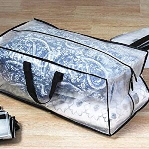 (4 ct) Clear Heavy Duty Extra Large WOVEN FABRIC Storage Bags, Clear Moving Bags, EXTRA LARGE SIZE: 29" L X 18" H X 13.5", Totes with Zippers for Clothing Blanket Storage, Dorm College Moving Supplies Boxes, Clothes Storage Bins (4), bolsas para guardar r